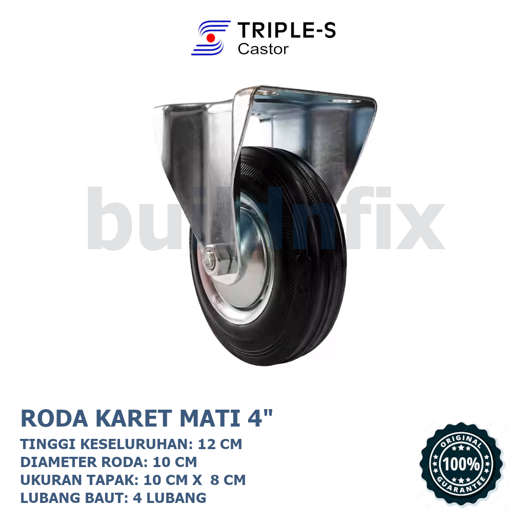 Jual TRIPLE - S RODA KARET HITAM MATI 4" / RODA CASTOR / RODA GEROBAK ...
