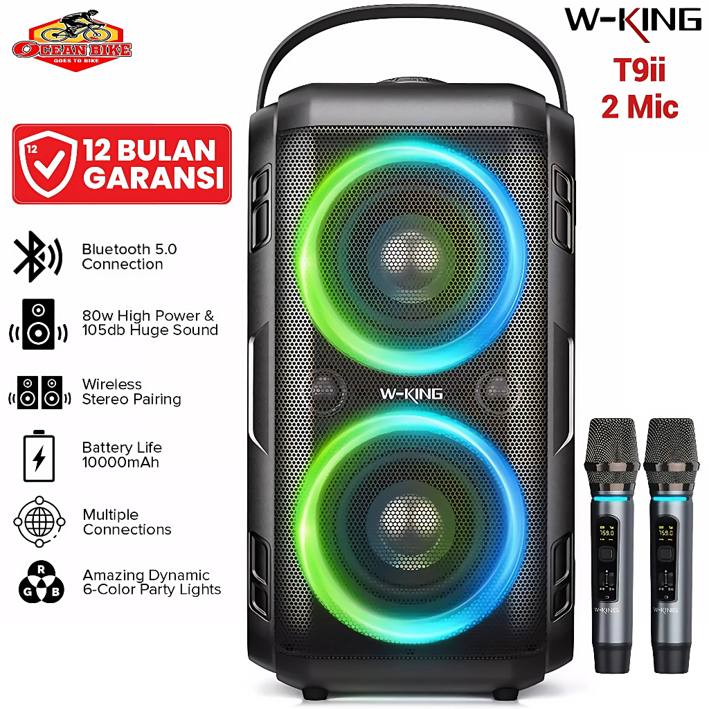 Jual WKING Speaker Bluetooth Karaoke MIC Microphone Wireless Portable ...