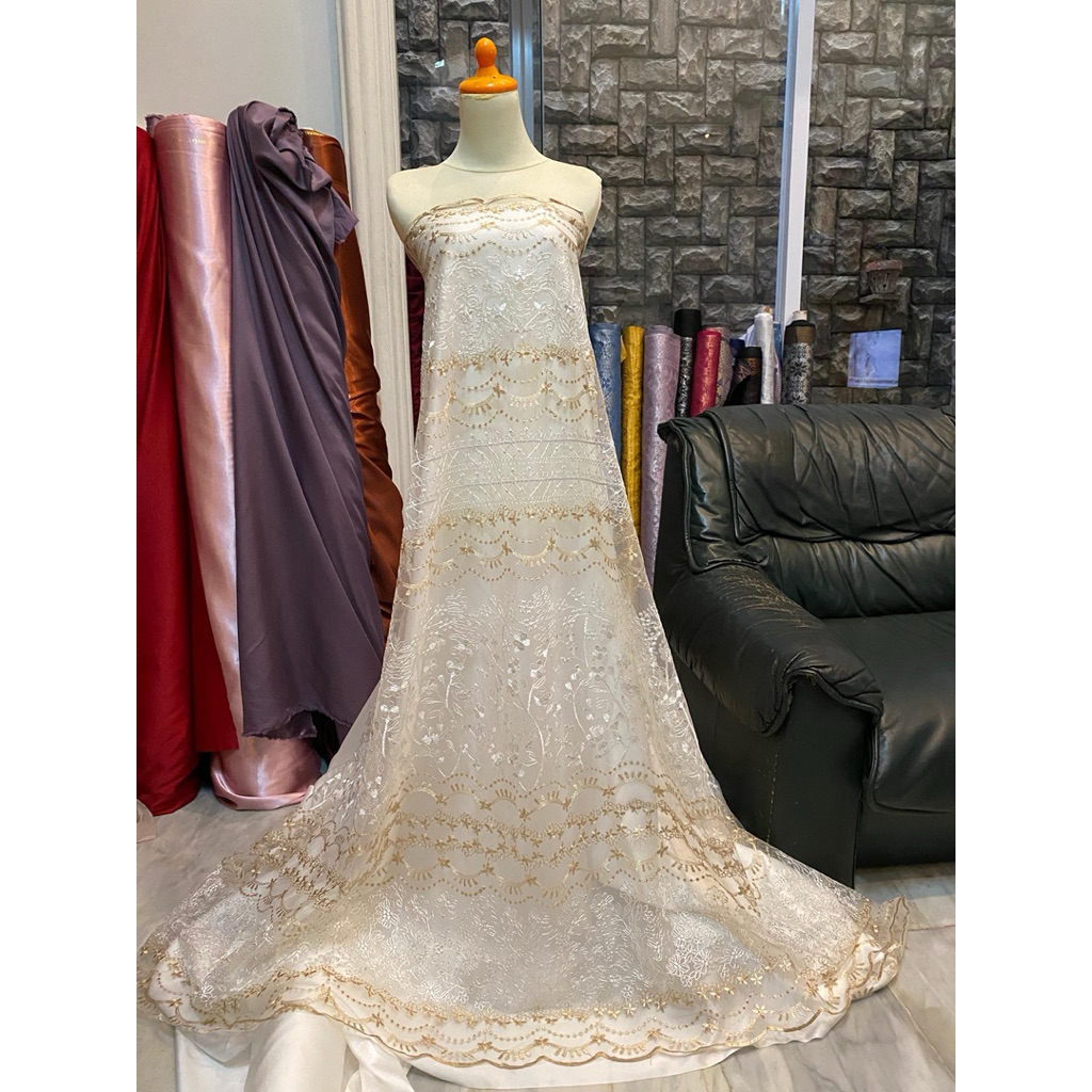Jual Bahan Kebaya Brukat Brokat Tile Bordir Embroidery BOTANICAL Two ...