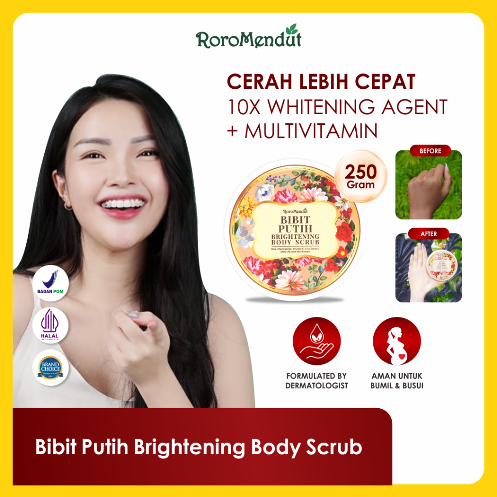 Jual 𝐑𝐎𝐑𝐎 𝐌𝐄𝐍𝐃𝐔𝐓 Bibit Putih Brightening Body Scrub | Bibit Pemutih ...