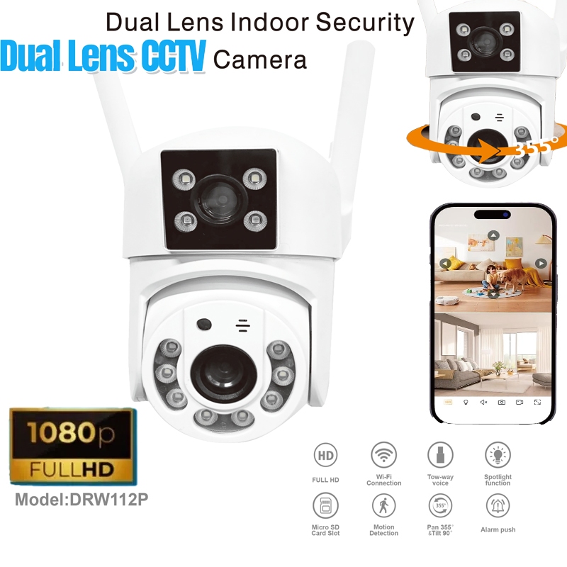 Jual DRW112P Dual Lens Indoor Security Camera Pro Kamera CCTV 8MP Lensa ...