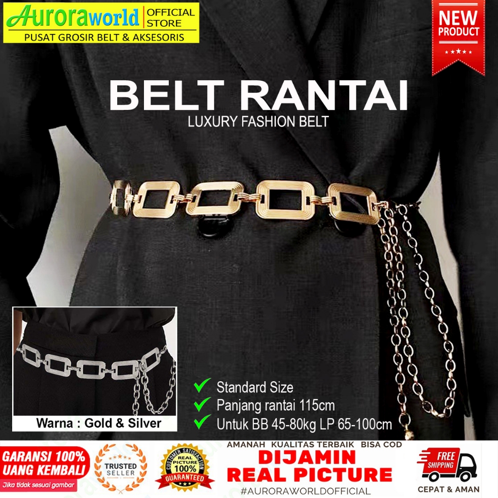 Jual Auroraworld ikat pinggang Belt wanita gesper rantai cewek mewah Fashion korea Kekinian ...