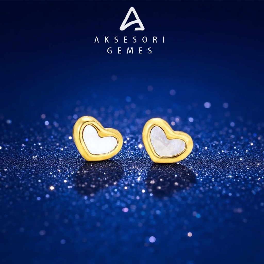 Jual Aksesori Gemes - Kerang Putih Berbentuk Hati Emas Asli - Anting ...