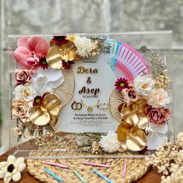 Jual Bingkai Mahar pernikahan akrilik tetes air / Bingkai Mahar full ...