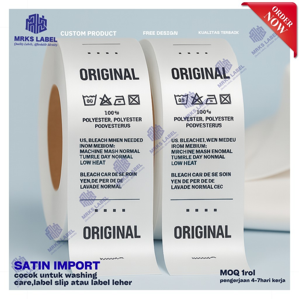Jual 100 PCS label satin/label baju/label hijab/label washing care ...