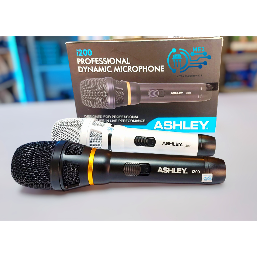 Jual Microphone Karaoke Kabel ASHLEY i200 Dynamic Original Warna White ...
