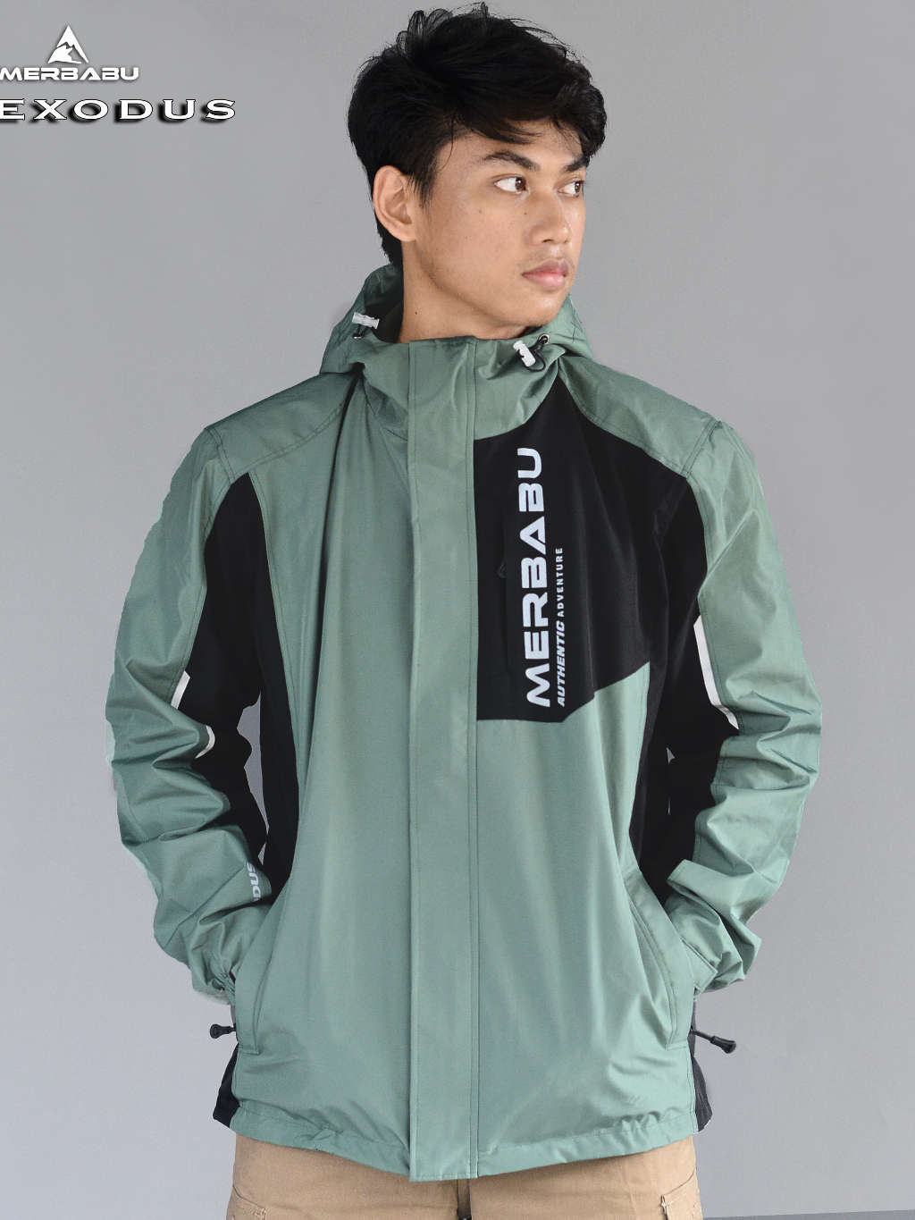 Jual Merbabu Jaket Exodus Goretex Hijau Sage Pria Wanita | Shopee Indonesia