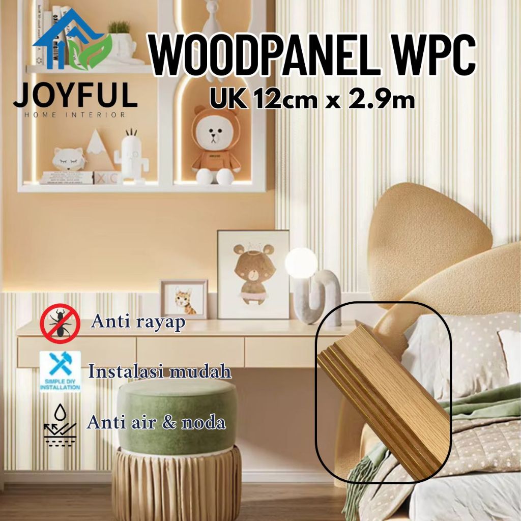 Jual Joyful Home Interior - WOOD PANEL 3D WPC 12CM X 2.9METER ...