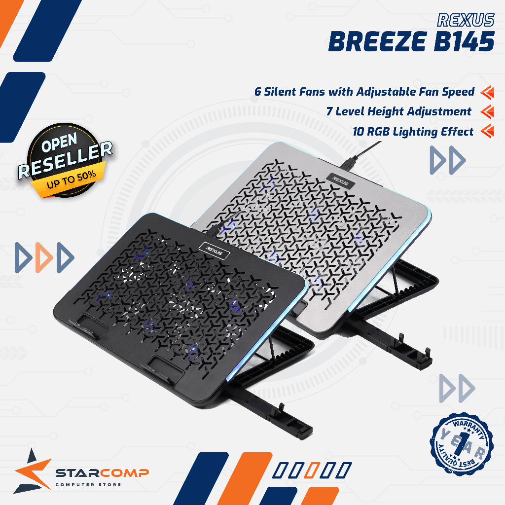 Jual Rexus B145 Breeze Cooling Pad Laptop Multifungsi RGB | Shopee ...