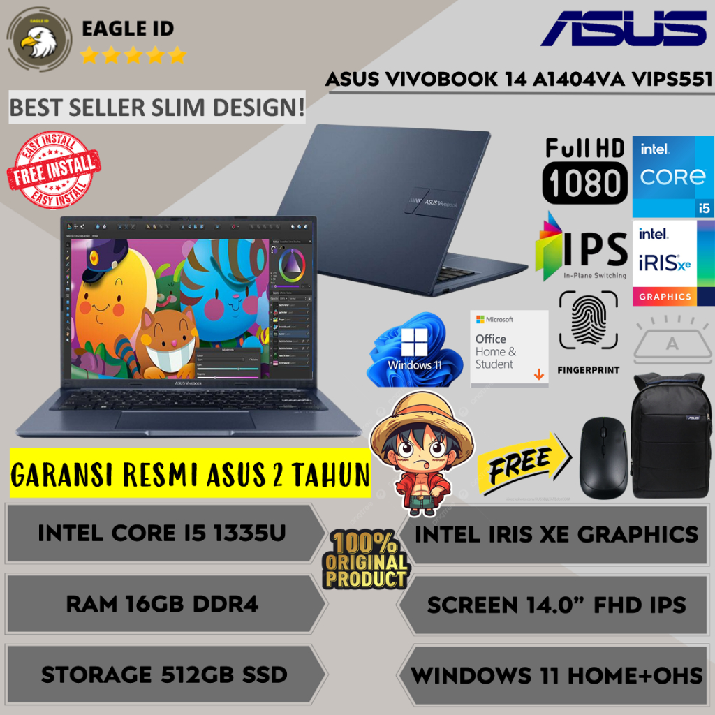 Jual Laptop Asus Vivobook 14 A1404VA VIPS551 Intel Core i5 1335U Ram ...