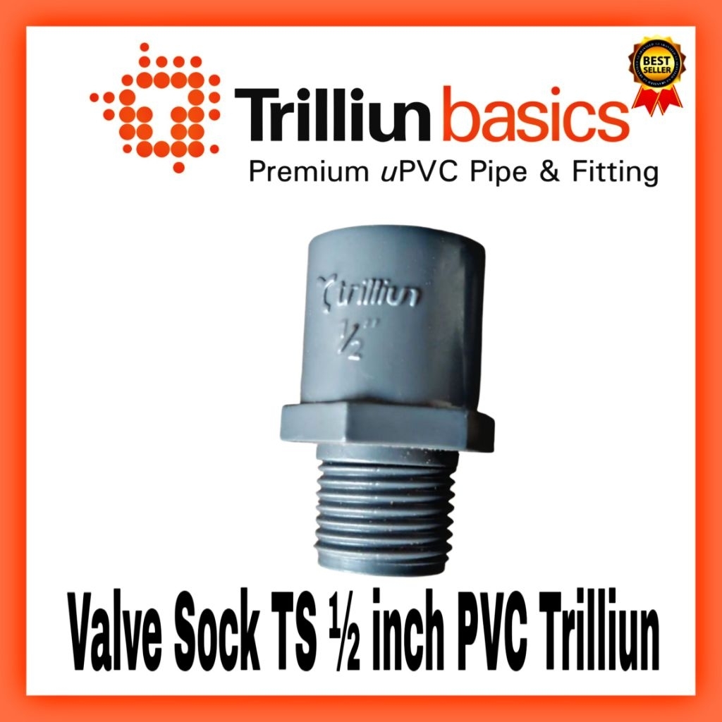 Jual VALVE SOCK PVC 1/2 INCH TRILLIUN BASICS - SAMBUNGAN DRAT DAN PIPA ...