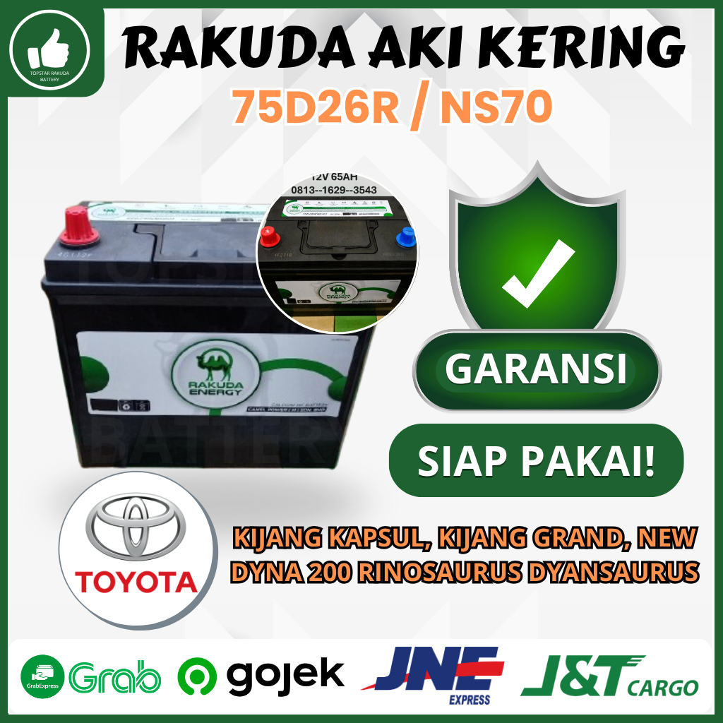 Jual AKI KERING RAKUDA 75D26R / NS70 12V 65AH TOYOTA Kijang Kapsul (1997 - 2003) TOYOTA Kijang ...