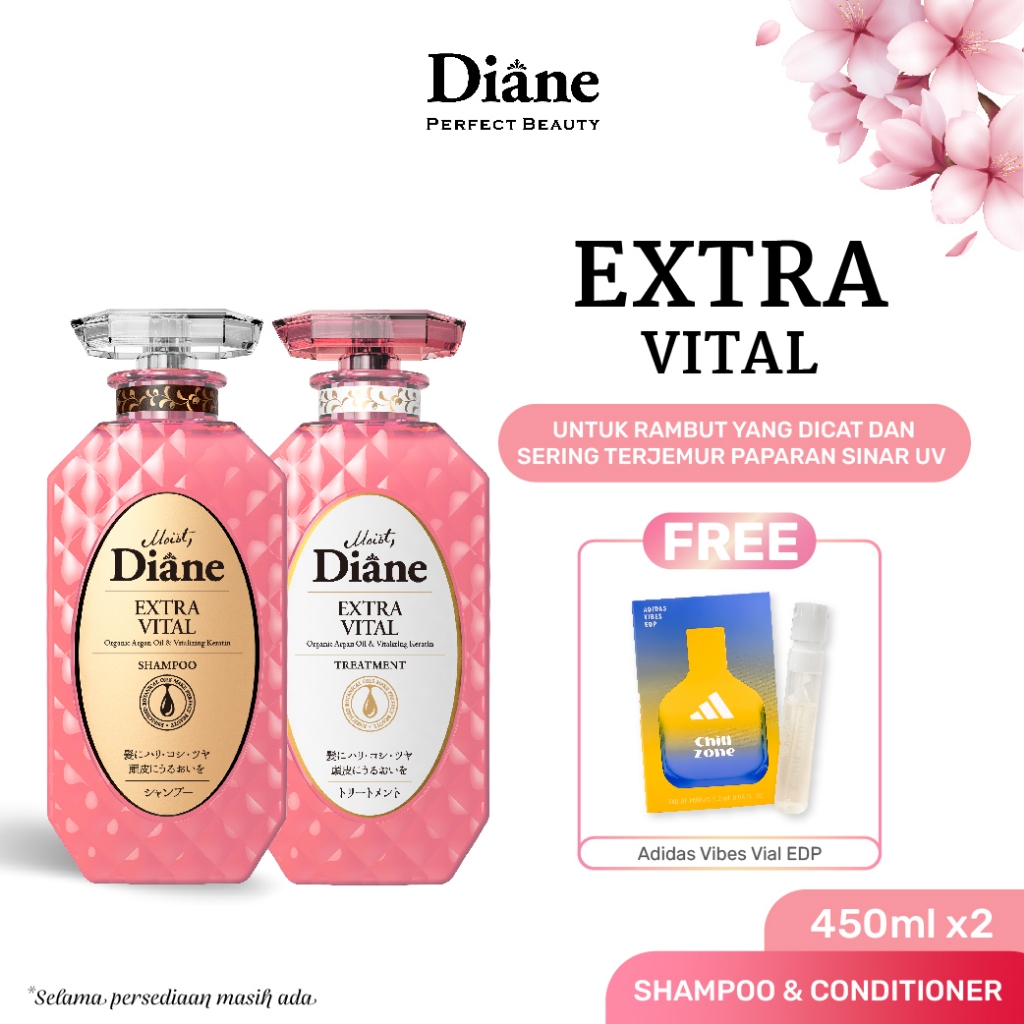 Jual Moist Diane EXTRA VITAL Shampoo + Treatment 450ml (Made In Japan ...