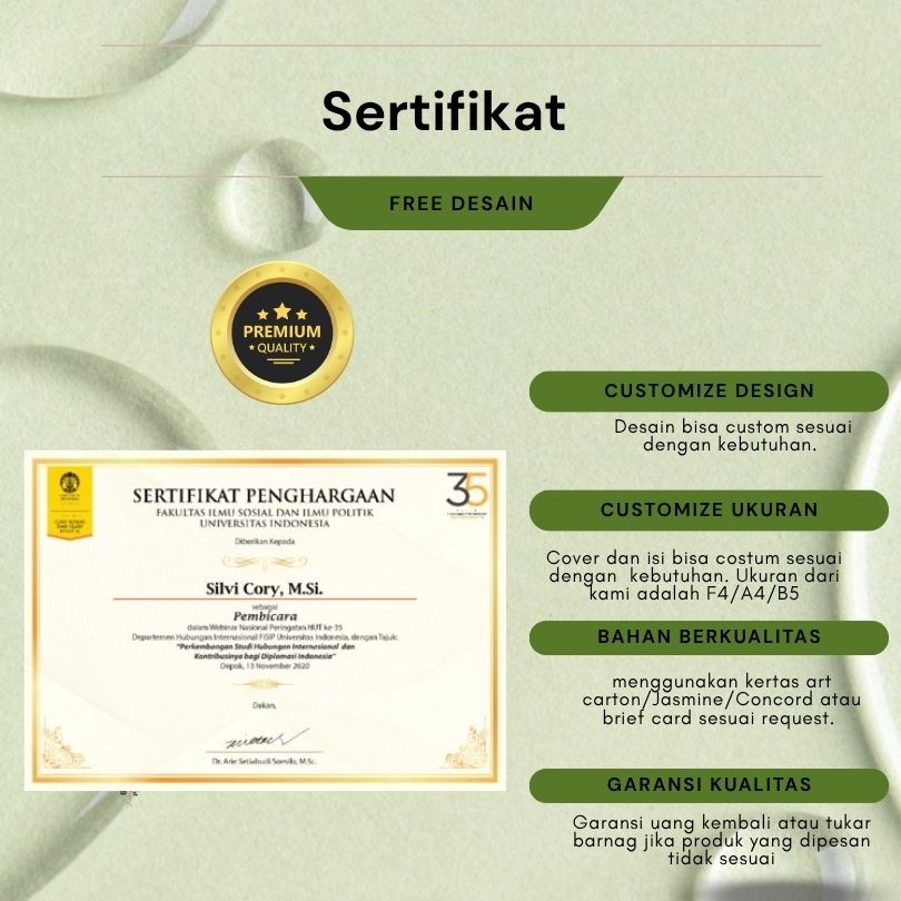 Jual Sertifikat Penghargaan Custom Desain | Cetak Sertifikat Seminar ...