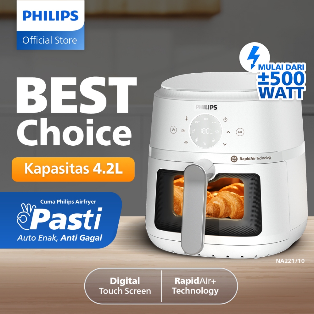 Jual BARU! PHILIPS Airfryer Low Watt 500W TRANSPARAN BEST CHOICE 4.2 L NA220/10 dengan jendela ...