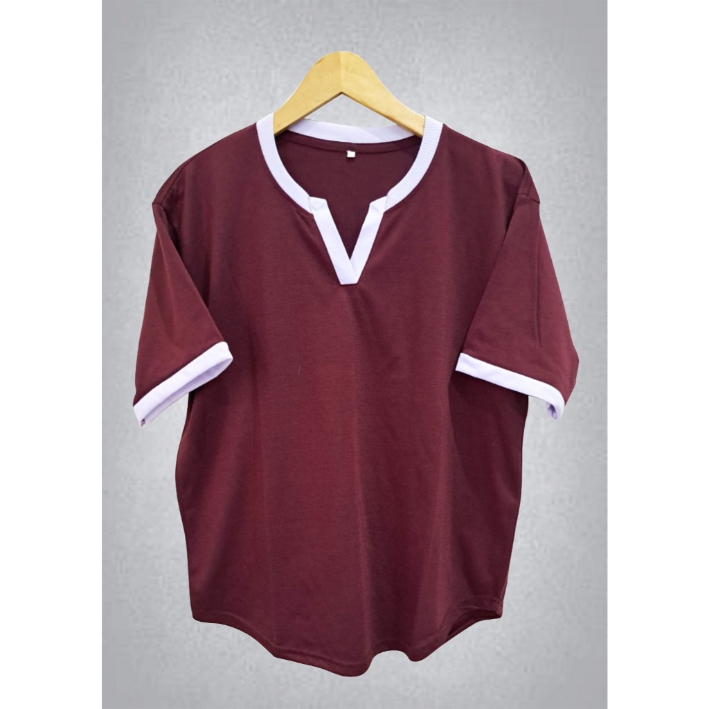 Jual KAOS V-NECK KLEP KOMBINASI LENGAN PENDEK LIST TANGAN / LENGAN ...