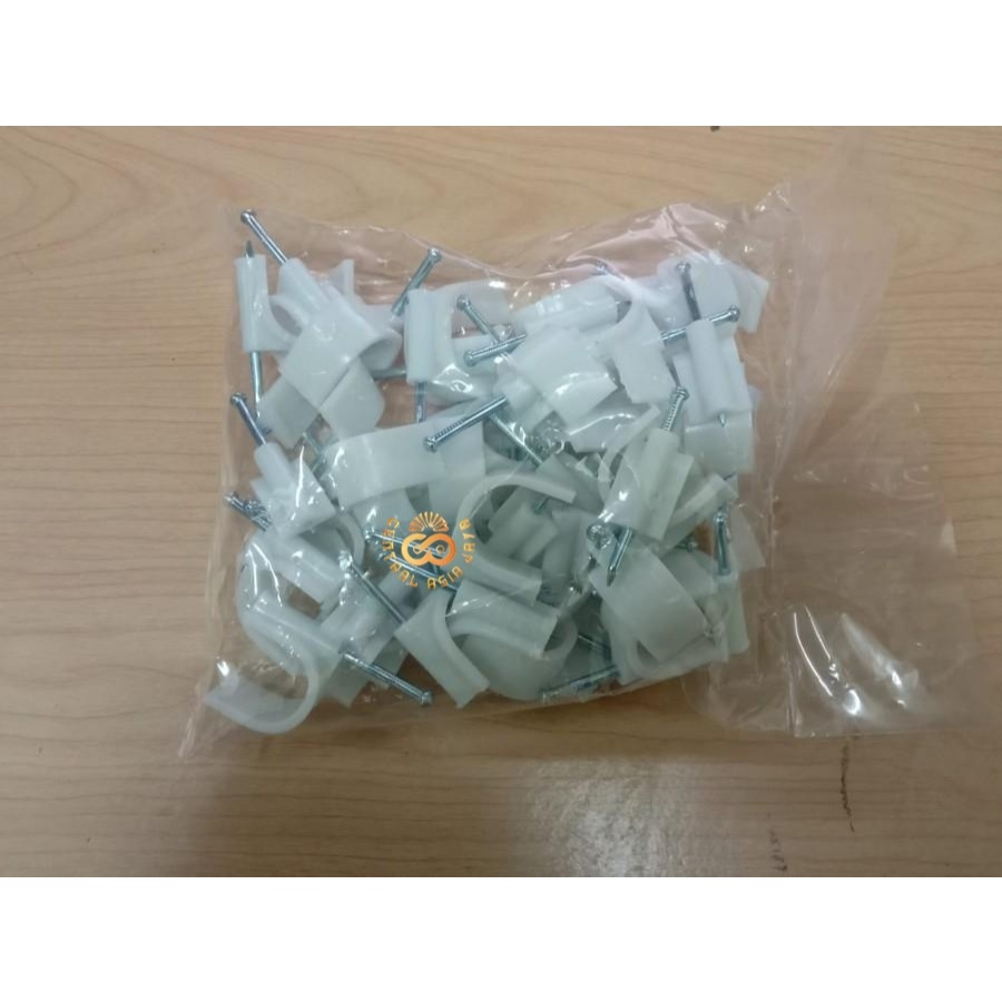 Jual Klem Pipa Pvc + Paku / Clamp Conduit Listrik Omega Putih 1/2" Inch ...