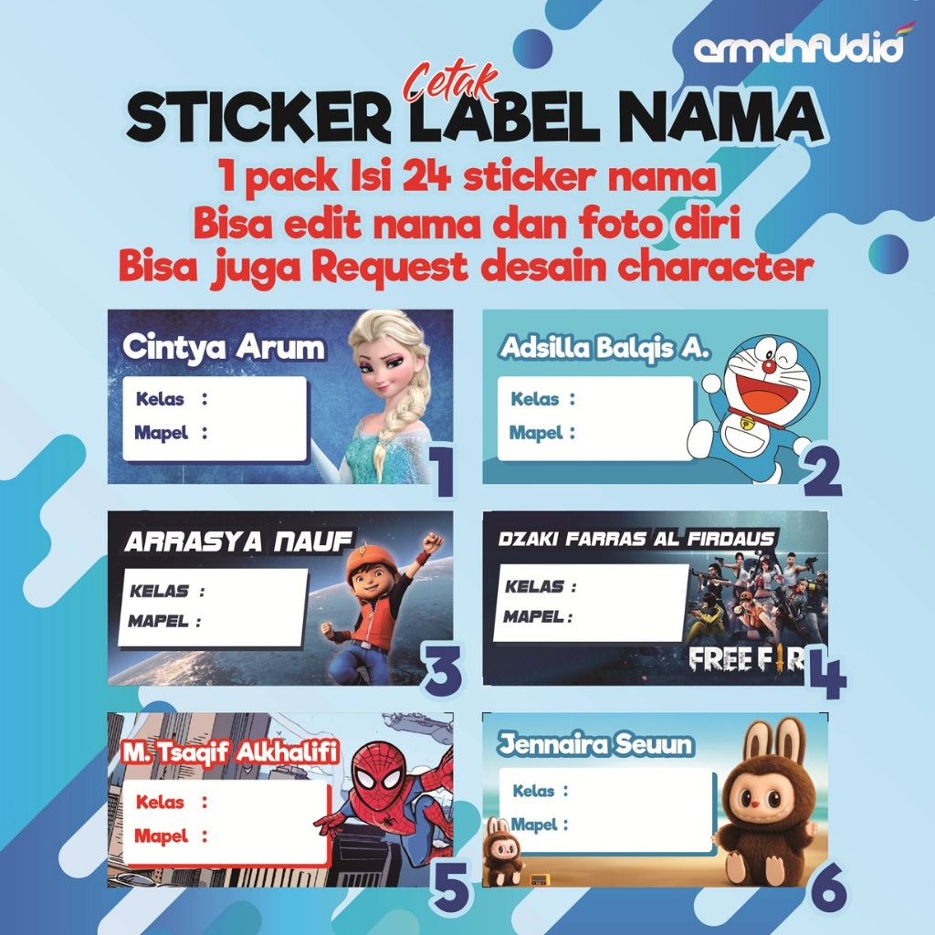 Jual Stiker label nama buku mata pelajaran karakter sticker nama mapel ...