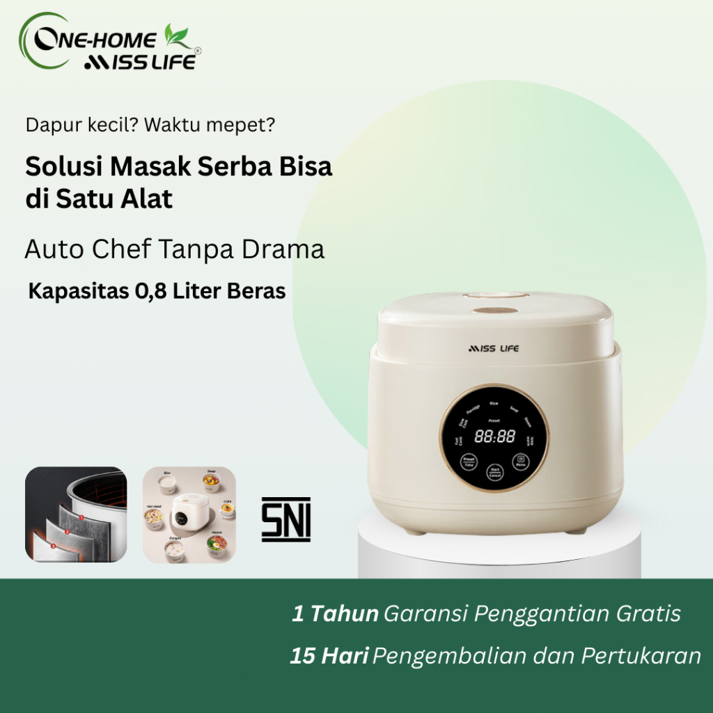 Jual Miss Life Magic Com Rice Cooker Digital 0.8L Beras Panci Anti ...
