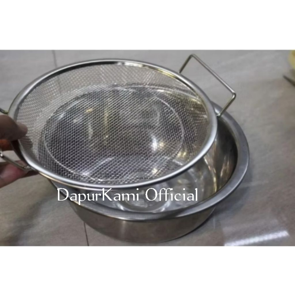 Jual cooling round Set peniris minyak goreng saringan baskom stainless ...