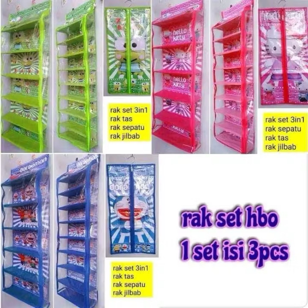 Jual Rak Set 3in1 Rak Set Gantung Rak Sepatu Gantung Hijab Rak Tas ...