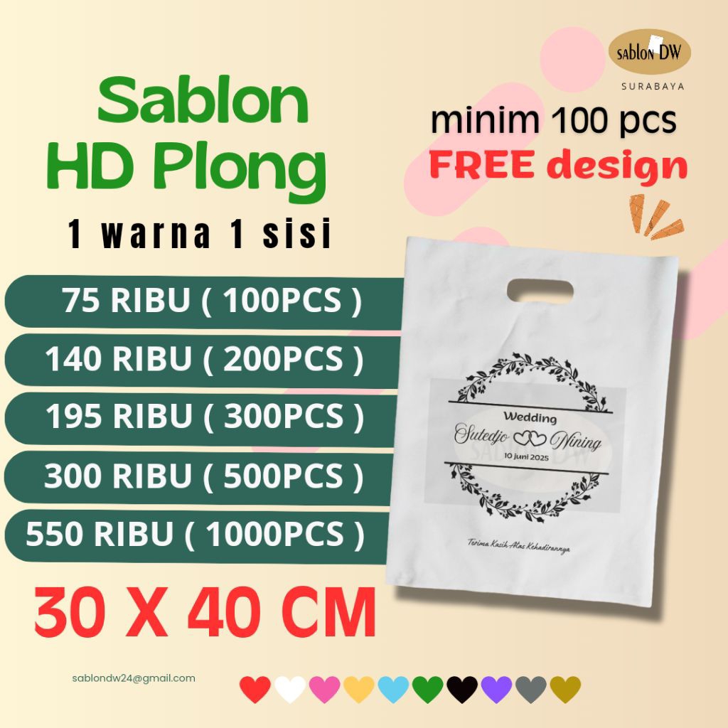 Jual [100pcs] Plastik custom olshop sablon plastik HD plong 30x40 ...