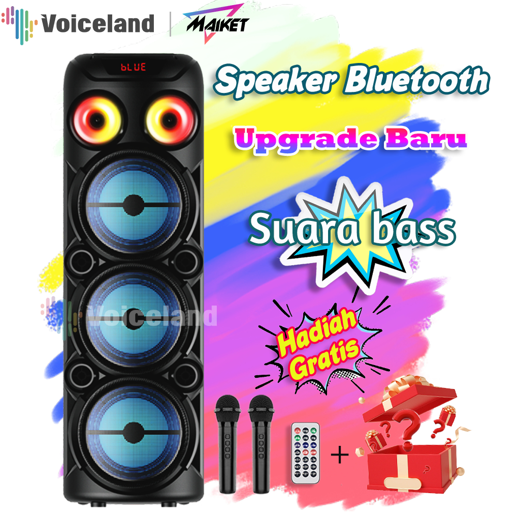 Jual Maiket Speaker bluetooth karaoke with 2 mikrofon portable salon ...