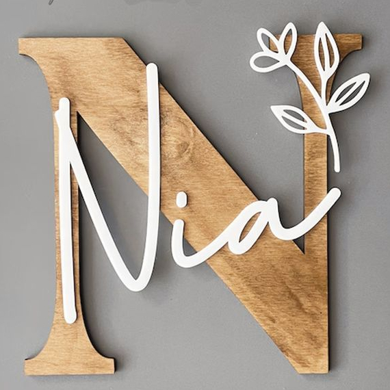 Jual Custom Inisial Hiasan dinding kayu inisial nama pajangan kayu ...