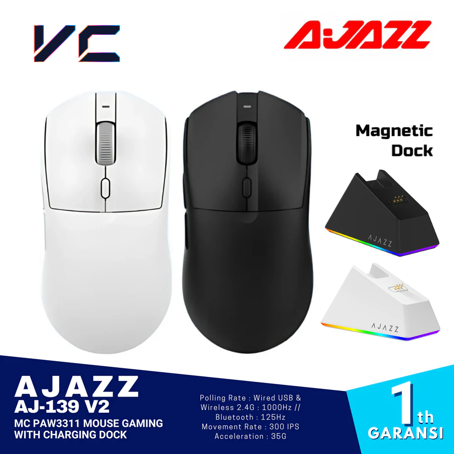 Jual Ajazz AJ139 V2 MC Wireless 3in1 PAW3311 Magnetic Charging Dock 1K ...