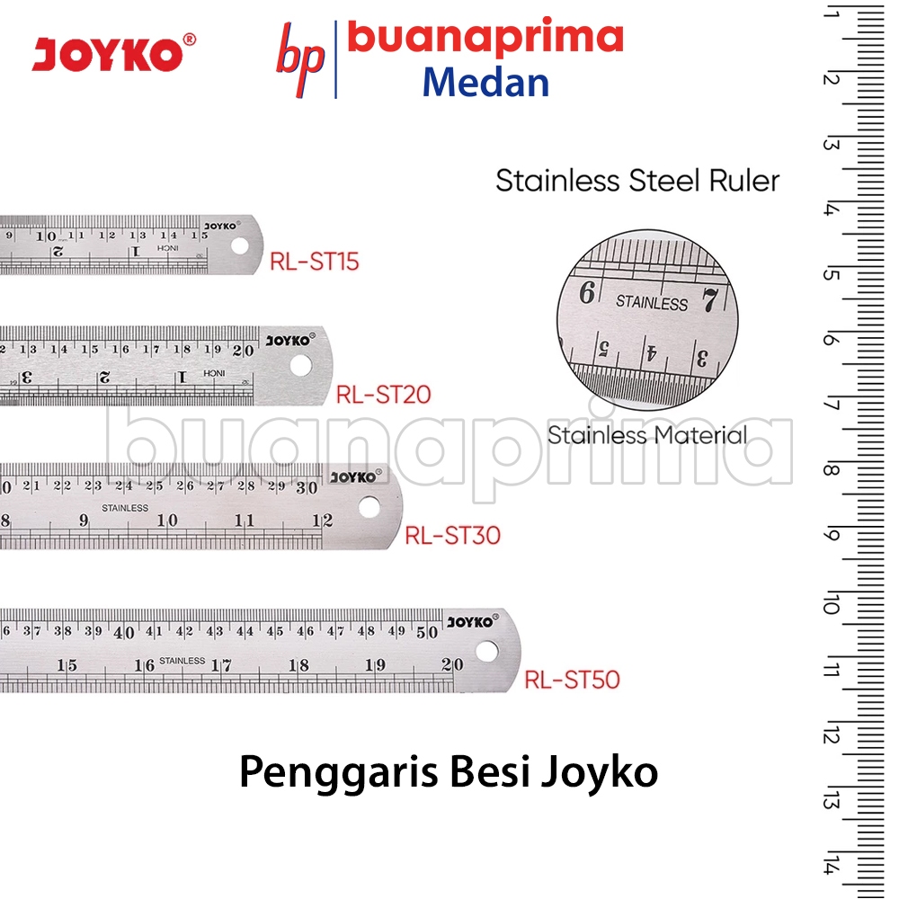 Jual PENGGARIS BESI JOYKO 15 20 30 50 cm Eceran Rol Tebal Stainless Steel Ruler Per Pcs Satuan ...
