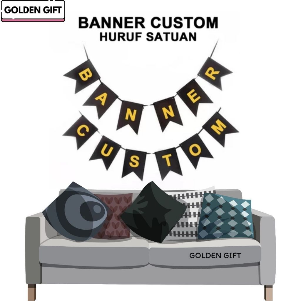 Jual Custom Banner Huruf Segi 5/Bunting Flag (Eid Mubarak/Tedhak Siten ...