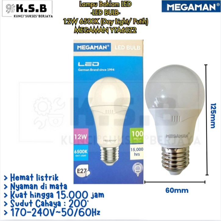 Jual Lampu Bohlam A-BULB LED BULB 12W 6500K 120-240V MEGAMAN (A-BULB YTA60Z2 ) MEGAMAN | Shopee ...