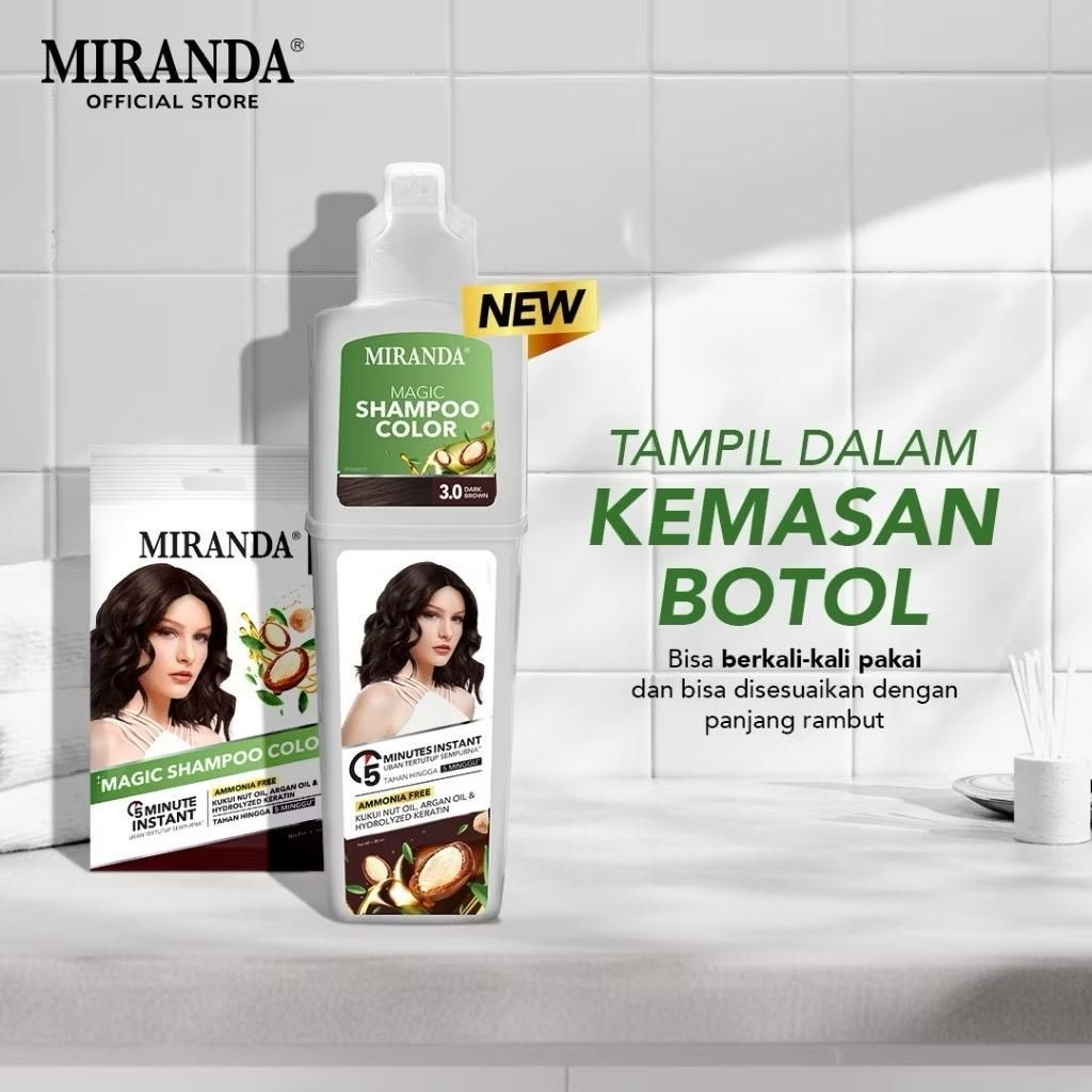 Jual MIRANDA Magic Shampoo Color Bottle Pewarna Penutup Uban Pewarna ...