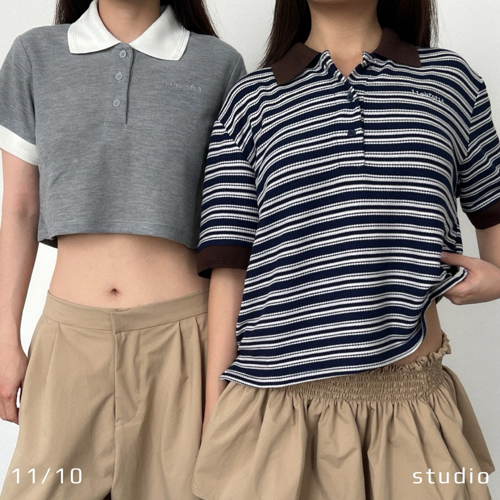 Jual 11/10 - JODIE boxy polo shirt & cropped polo | Shopee Indonesia