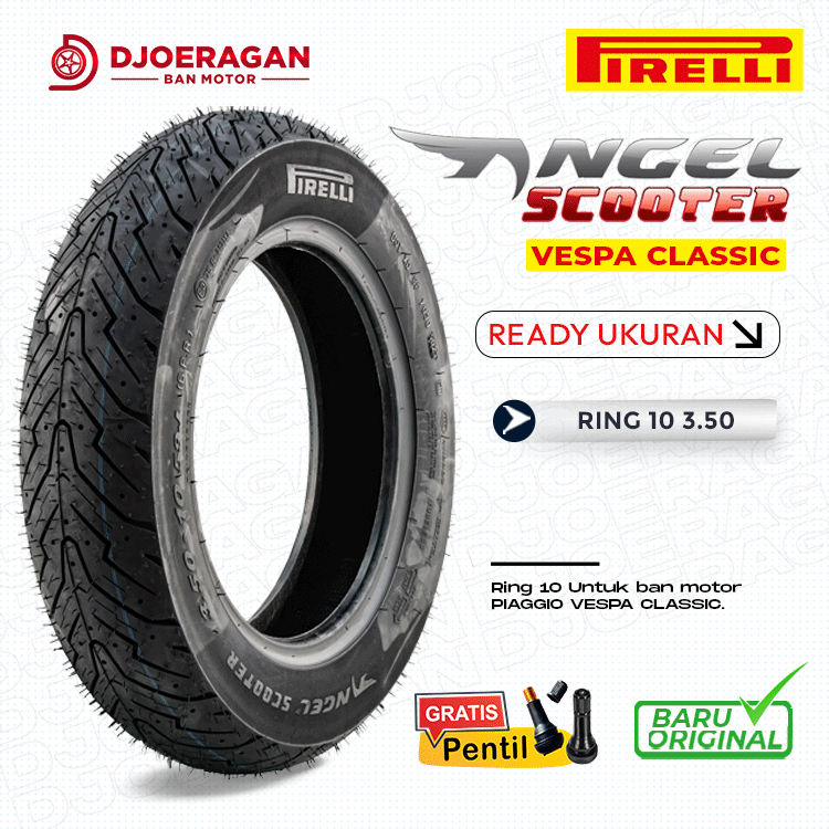 Jual Ban Motor Ring 10 Pirelli Angel Scooter 3.50-10 Tubeless Vespa ...
