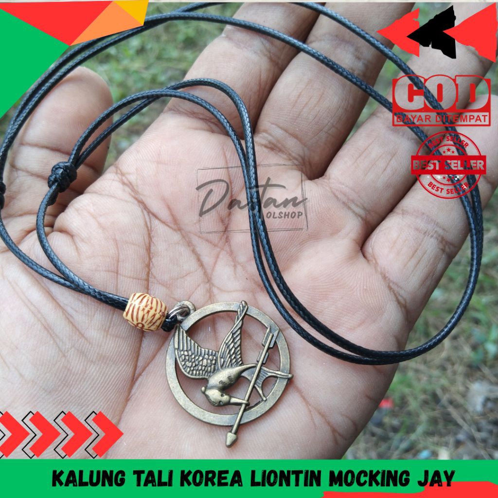 Jual Kalung tali hitam liontin burung elang mockingjay hanger game ...