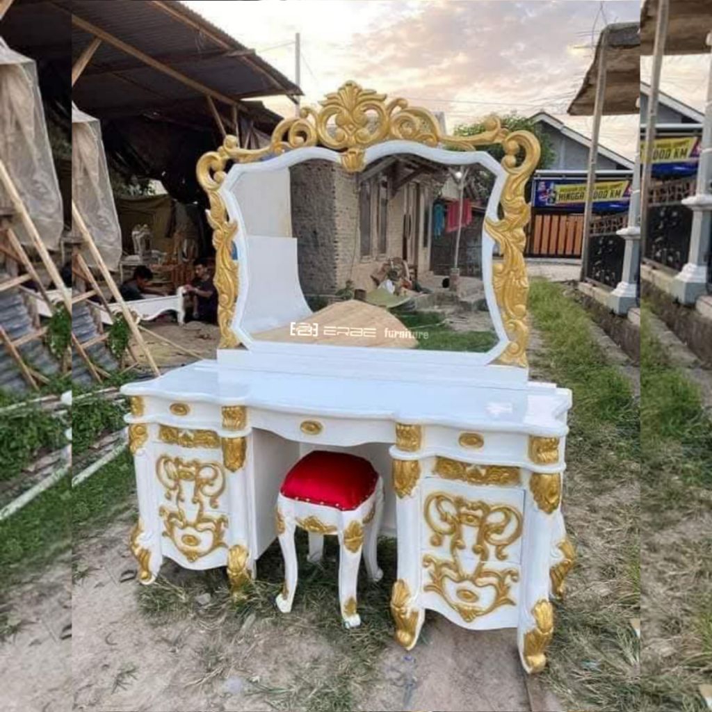 Jual meja rias meja konsol figura cermin kaca ukir mewah cat Duco emas ...