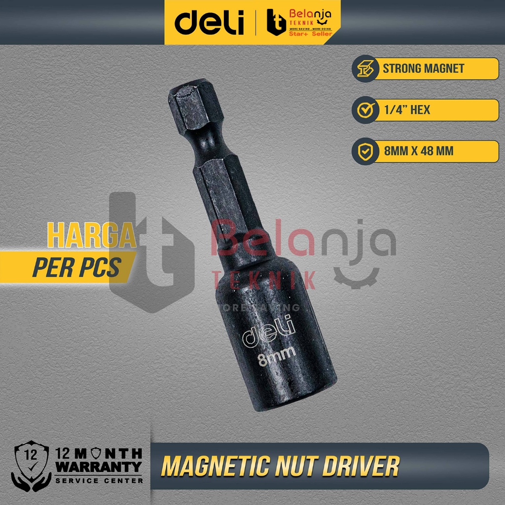 Jual Magnetic Nut Driver 8mm x 48 mm Deli Kunci Mata Sok Bor Roofing 1/ ...