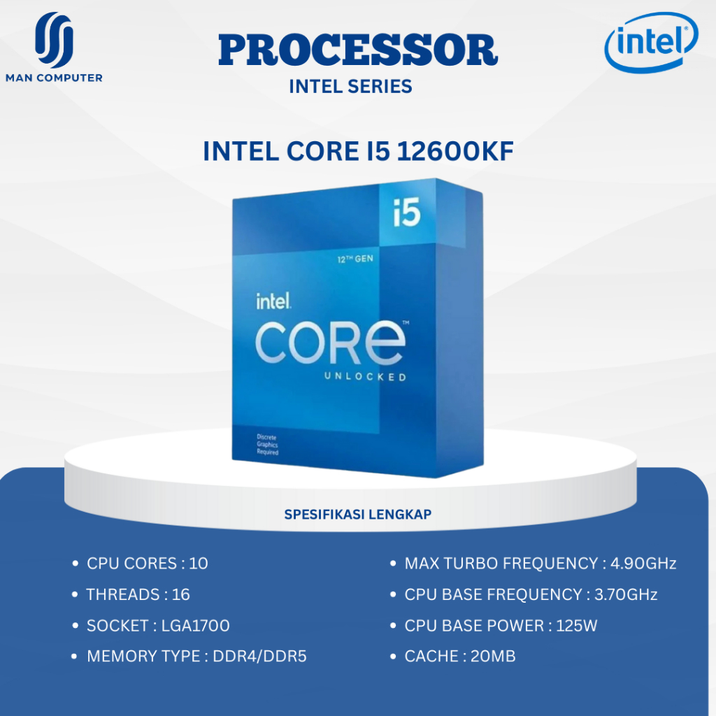 Jual Processor Intel Core i5 12600KF LGA1700 3.7GHz Up To 4.9GHz ...