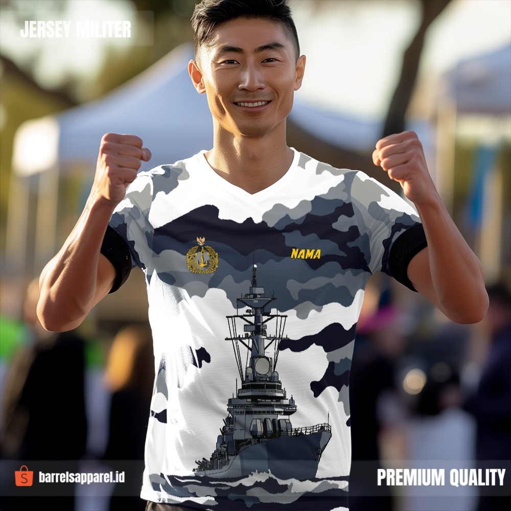 Jual Kaos Jersey Militer Tentara TNI AL Angkatan Laut Putih Abu Navy Motif Abstrak Kapal 20 ...