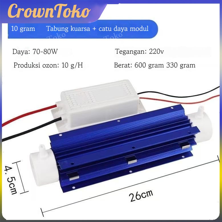 Jual 220V 10G Ozone Generator Tube Water Tabung Air Purifier Water Adjustable Purifier tabung ...