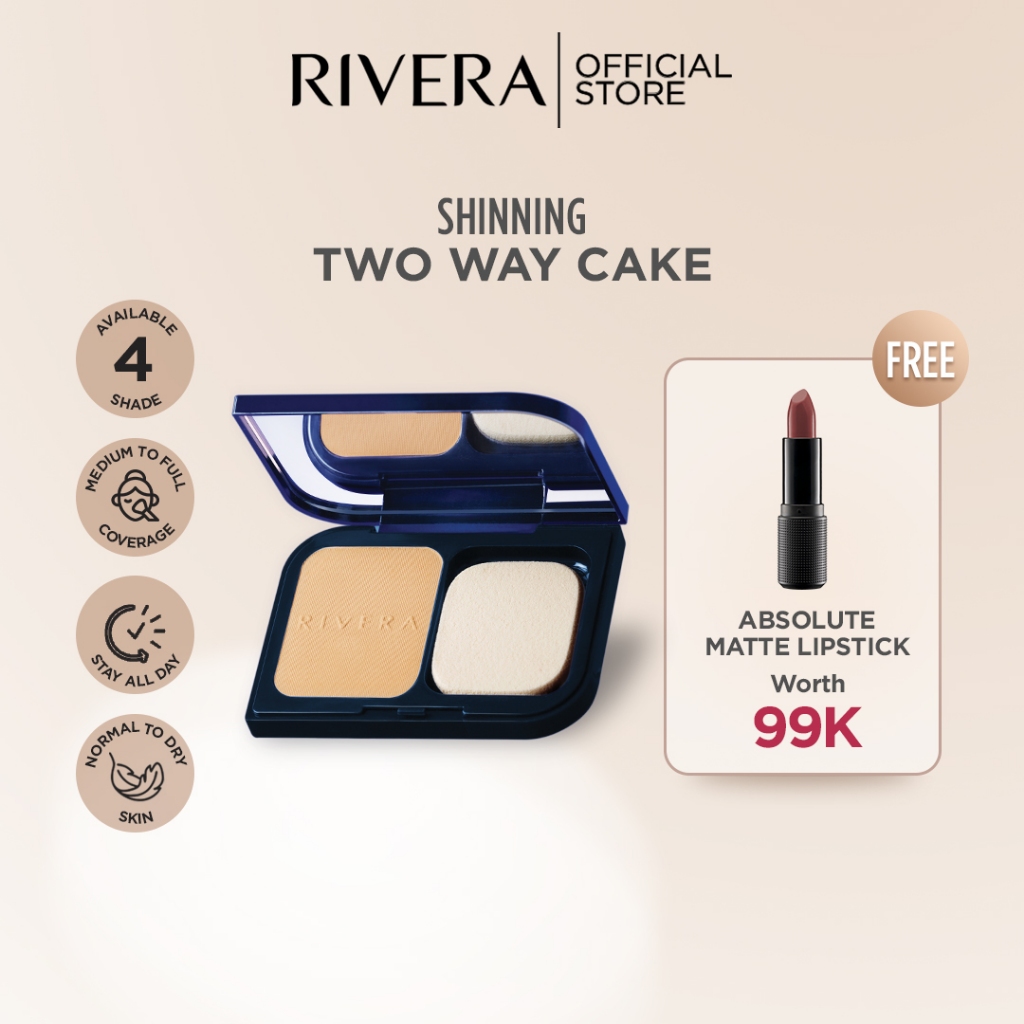 Jual [Free Absolute Matte] Rivera Shinning Two way cake - Bedak Padat ...