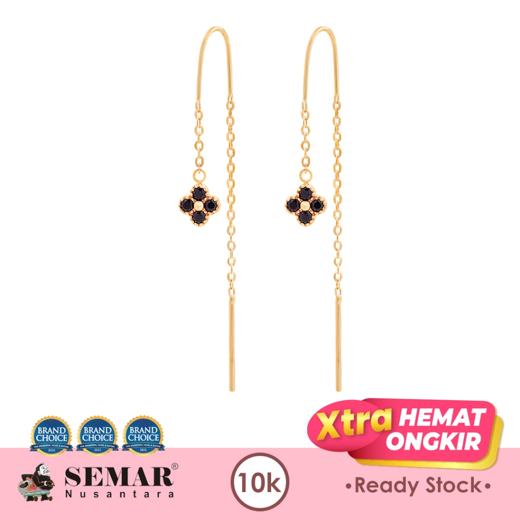Jual Anting Emas Silvi Sweet Flower Black 10K Semar Nusantara | Shopee ...