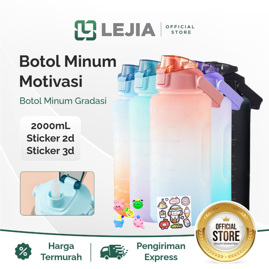 Jual Botol Minum Motivasi 2000ML 2 Liter Botol Penanda Waktu Botol ...