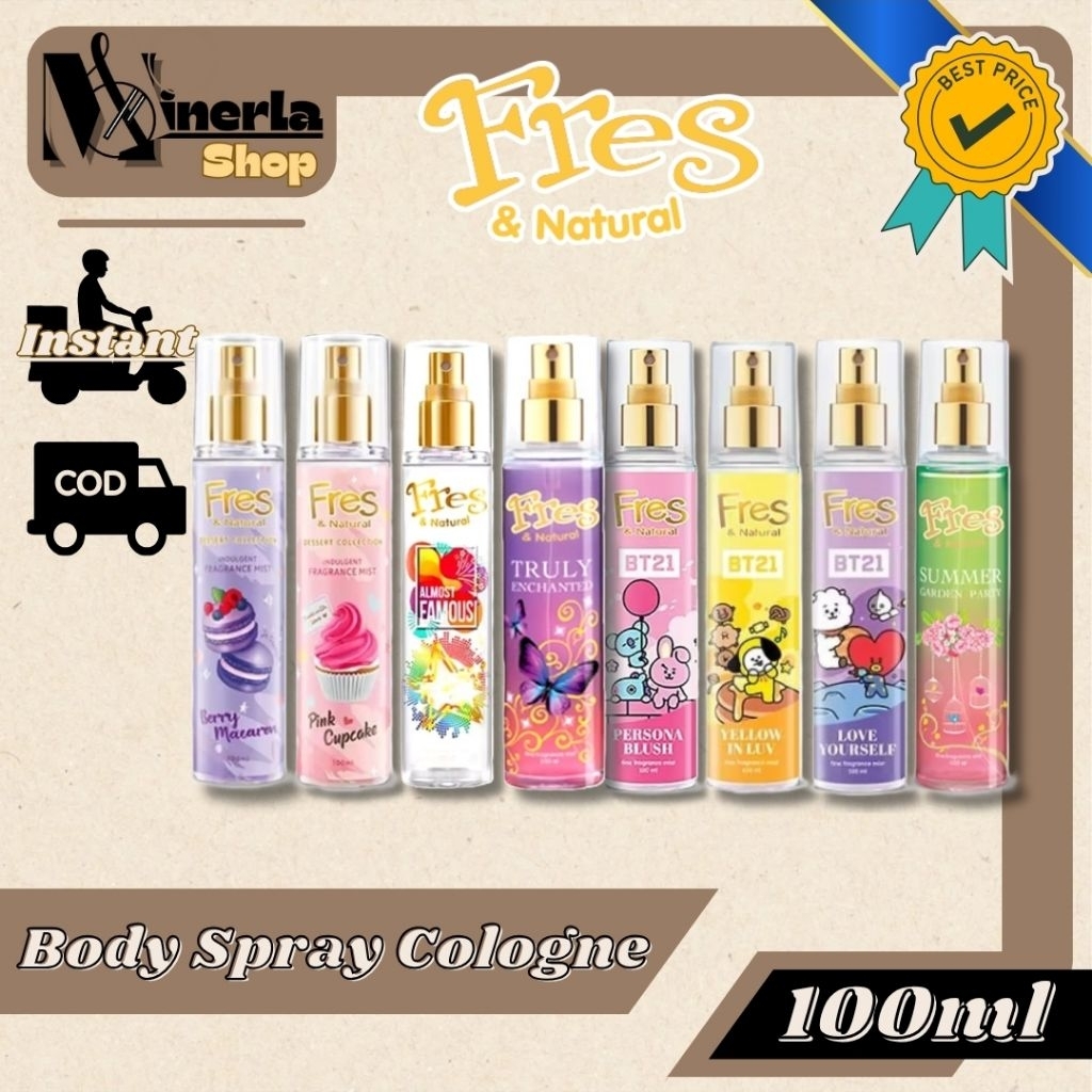 Jual Parfum Fres & Natural Body Spray Cologne 100ml Berry Macaron/ Pink ...