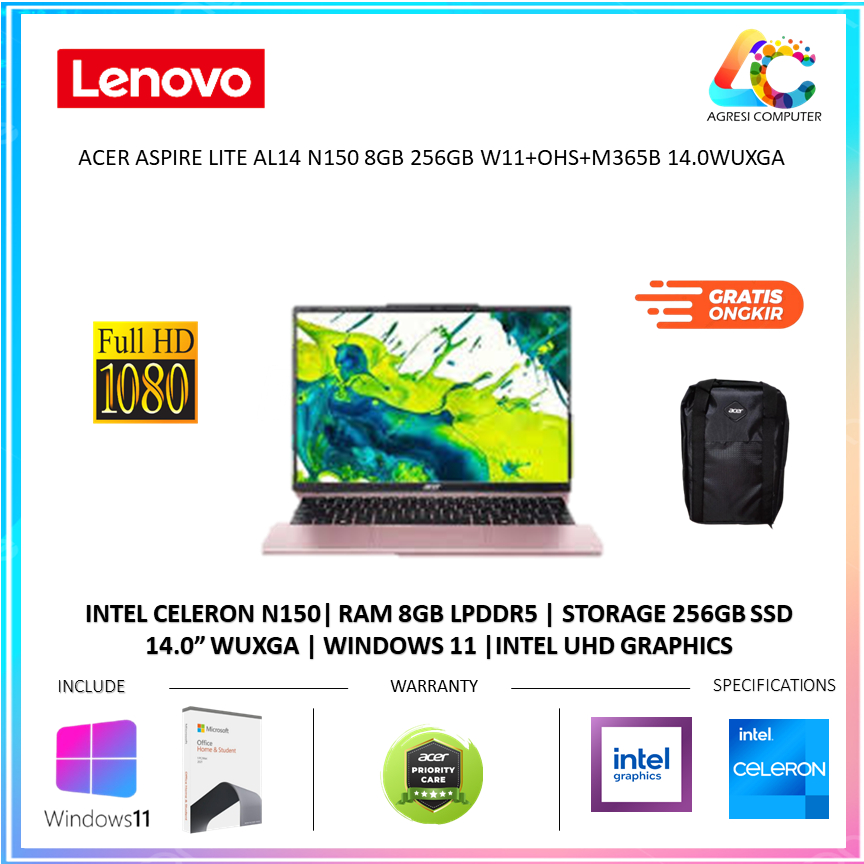 Jual ACER ASPIRE LITE AL14 N150 8GB 256GB | 8GB 512GB W11+OHS+M365B 14.0WUXGA | Shopee Indonesia