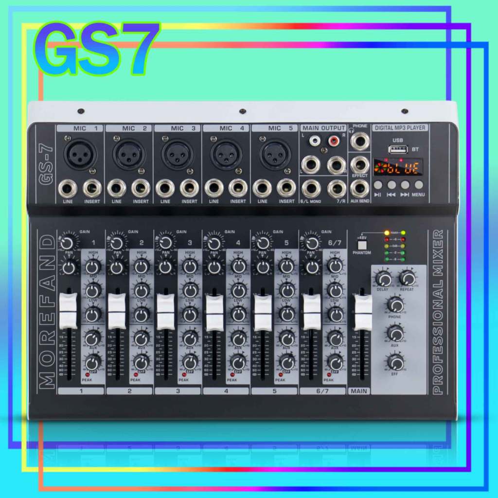 Jual Professional MIXER AUDIO GS-4/GS-7 4/7 channel Bluetooth USB DJ MP3 48V Power for Computer ...