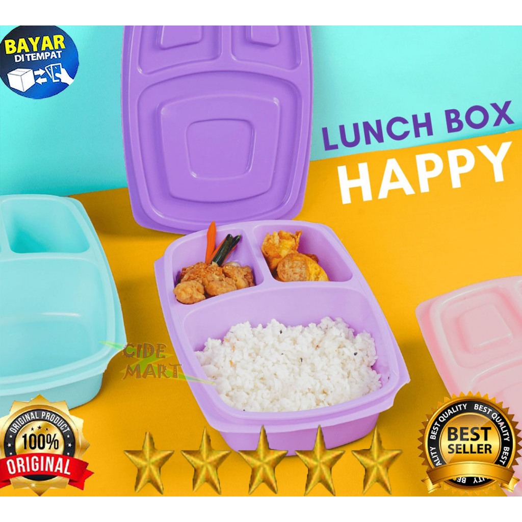 Jual MC Lunch Box Happy Rejoice 3 Sekat High Way Kotak Makan Anak TK ...
