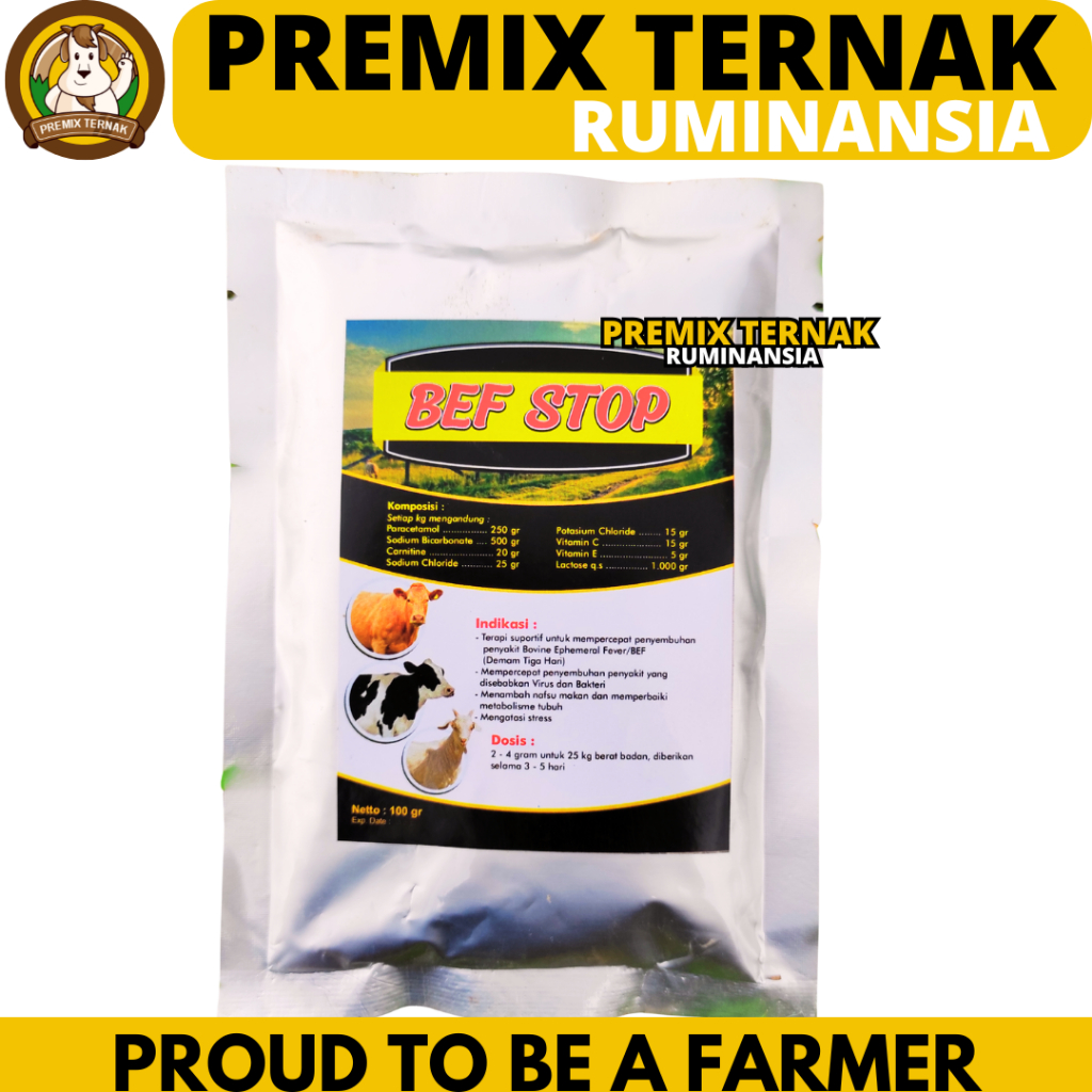 Jual BEF STOP 100 GRAM - Obat Sapi Demam Penurun Panas Ambruk Kembung ...