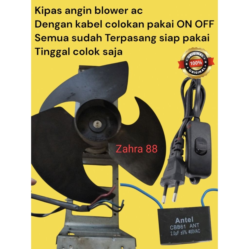 Jual KIPAS ANGIN BLOWER AC 2PK 3 DAUN DENGAN KABEL COLOKAN SWITCH ON ...